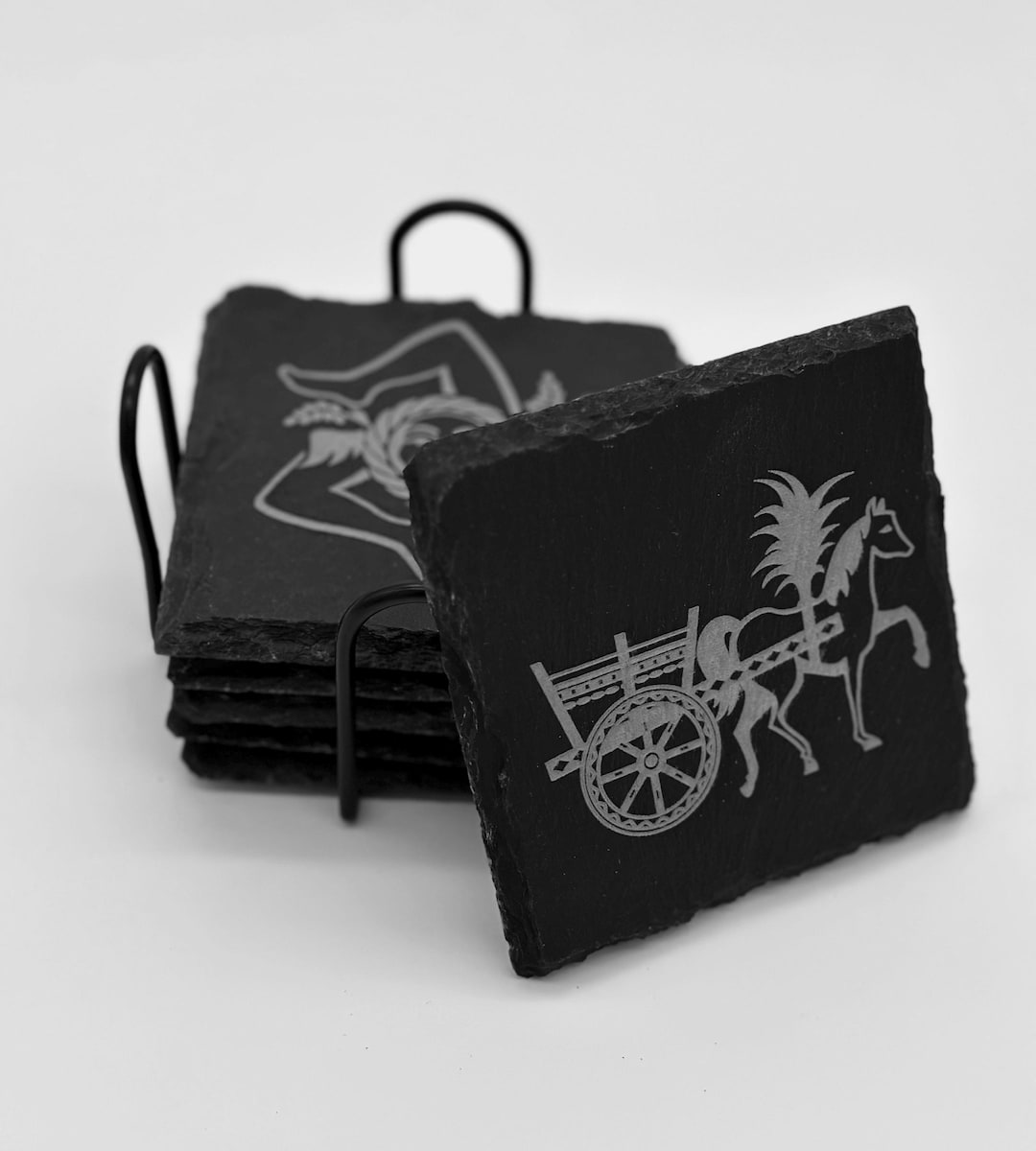 Cultural Symbols of Sicily- Slate Coasters Set #1 - Etsy
