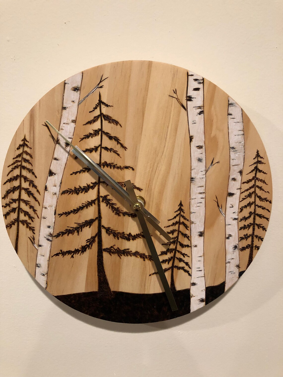 Wood Burned Tree Clock - Etsy