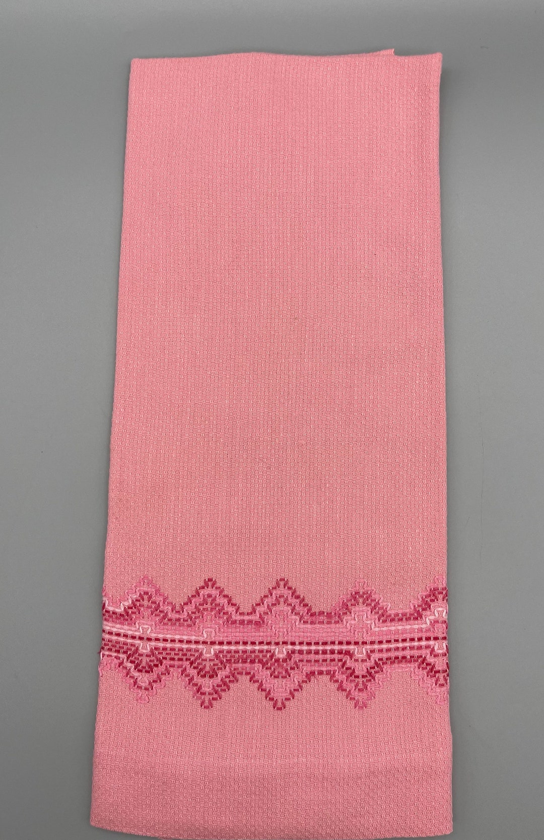 Vintage Huck Towel Pink Huck Towel Vintage Needlework Pink - Etsy