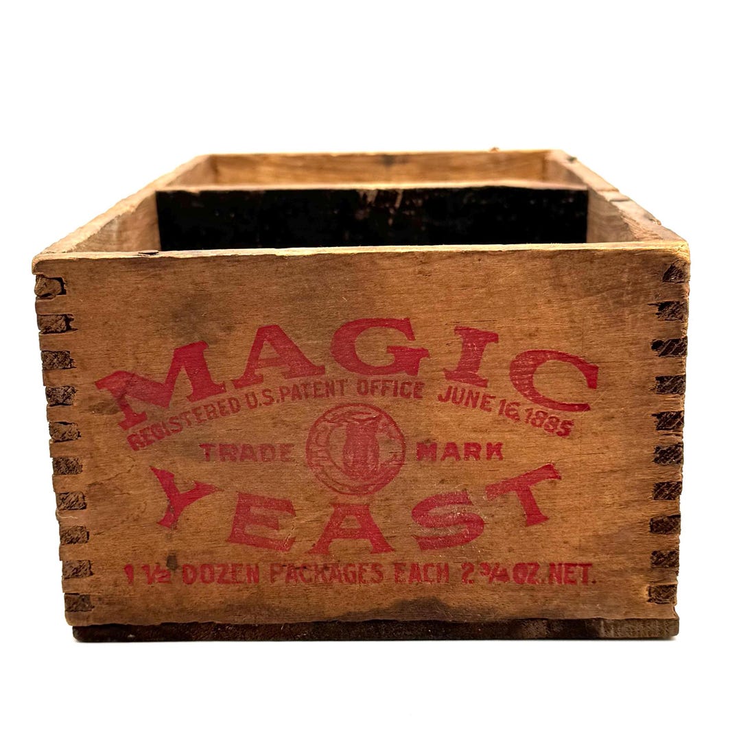 Antique Wooden Crate, Magic Yeast, Display Box, Vintage Advertising ...