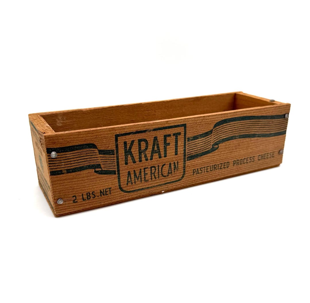 Vintage Cheese Box, Kraft America, Pasteurized Process Cheese, Wooden ...