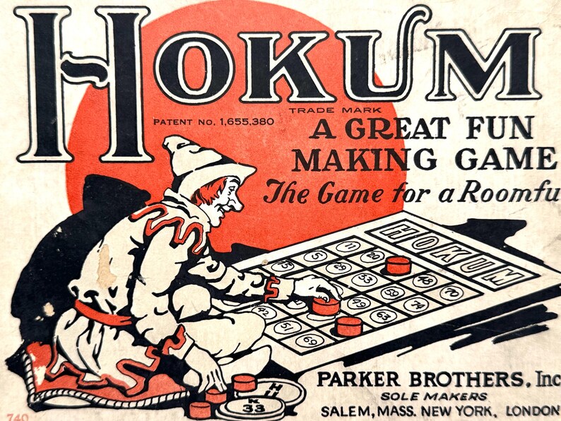 Hokum Game, Parker Brothers, Vintage Board Game, 1927, Bingo Cards ...