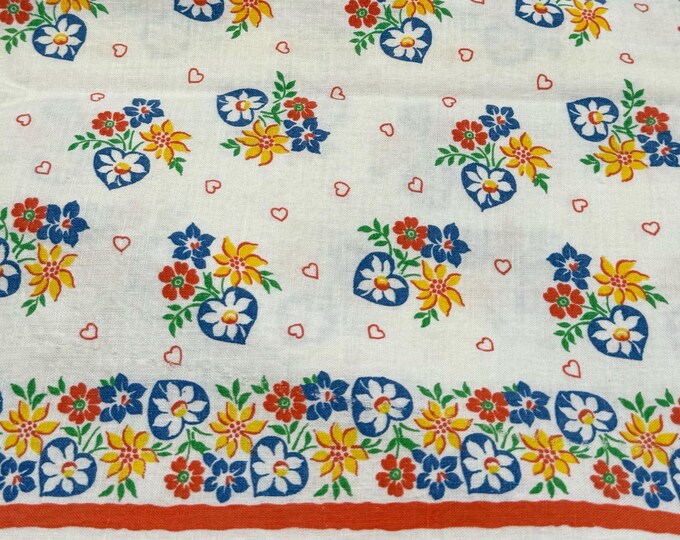 Feed Sack Fabric, Border Print, Floral Flour Sack, 1950's, Vintage ...