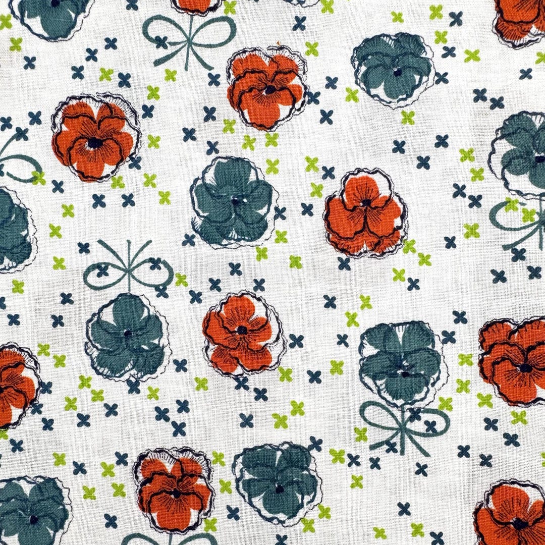 Feed Sack Fabric, Orange and Blue Flowers, Vintage Cotton Flour Sack ...