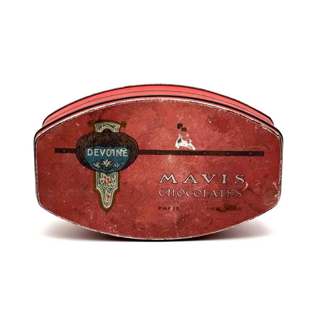 Vintage Candy Tin, Mavis Chocolates, Devoine Paris New York, Red Tin ...
