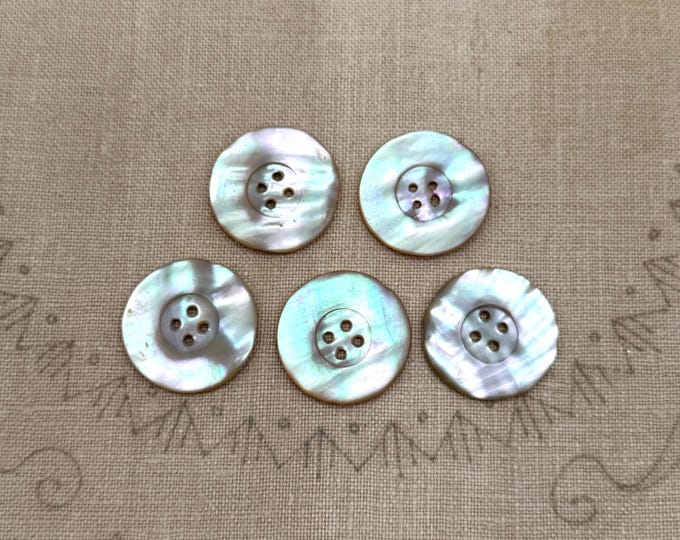 Antique Shell Buttons, Mother of Pearl, 28mm, Iridescent, Set of 5 - Etsy