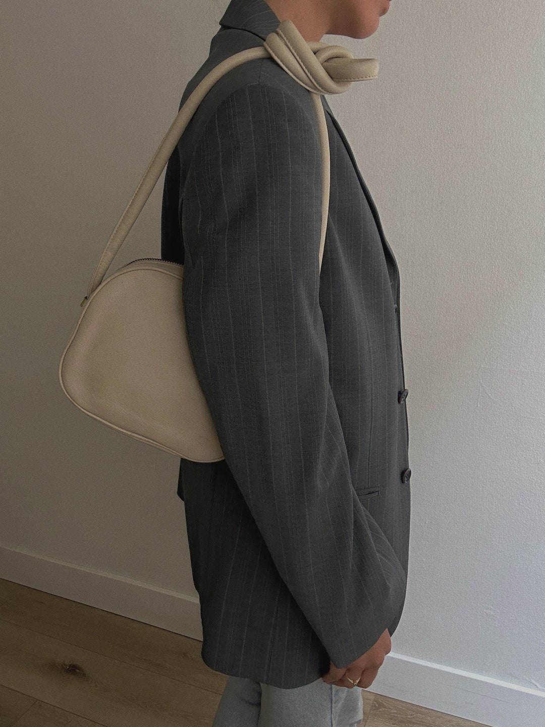 Vintage 1990s Neutral Super Soft Leather Crossbody Purse or Shoulder ...