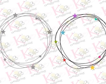 Star Monogram Frame Circle Frame Clipart Frame Sign Digital Clipart for ...