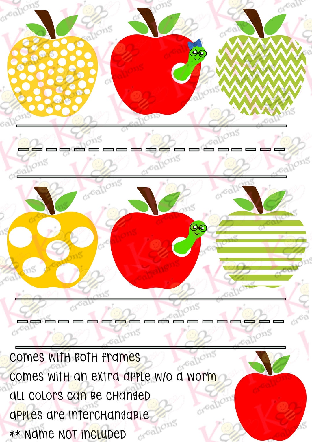 School Apple Name Plate SVG - Etsy