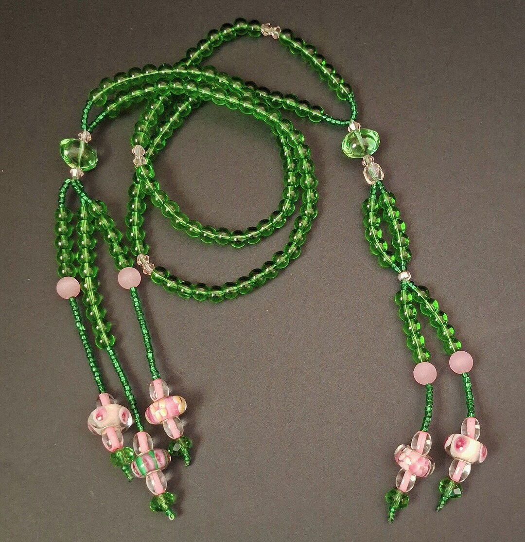 Green Glass, Pink Glass, Lampwork Glass, Juzu Prayer Beads, Nichiren ...