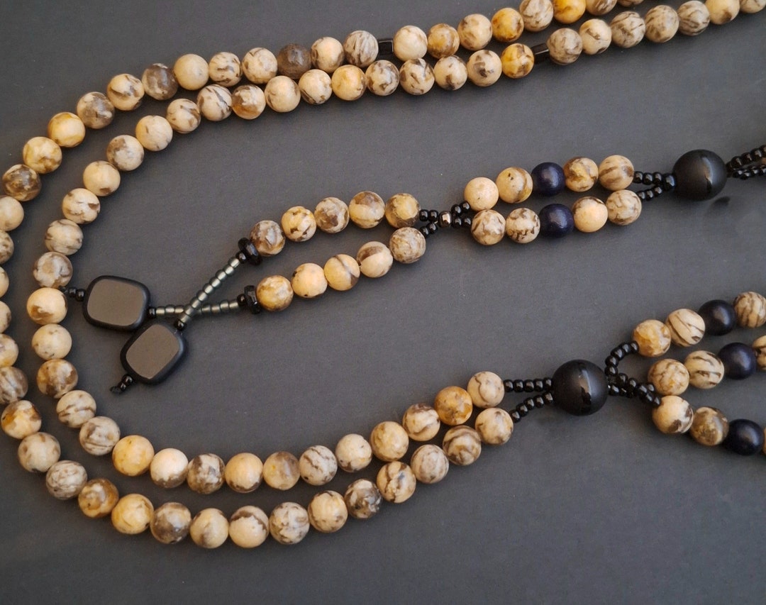 Larger, 8mm, Zebradorite Feldspar Stone, Juzu Prayer Beads, Nichiren ...
