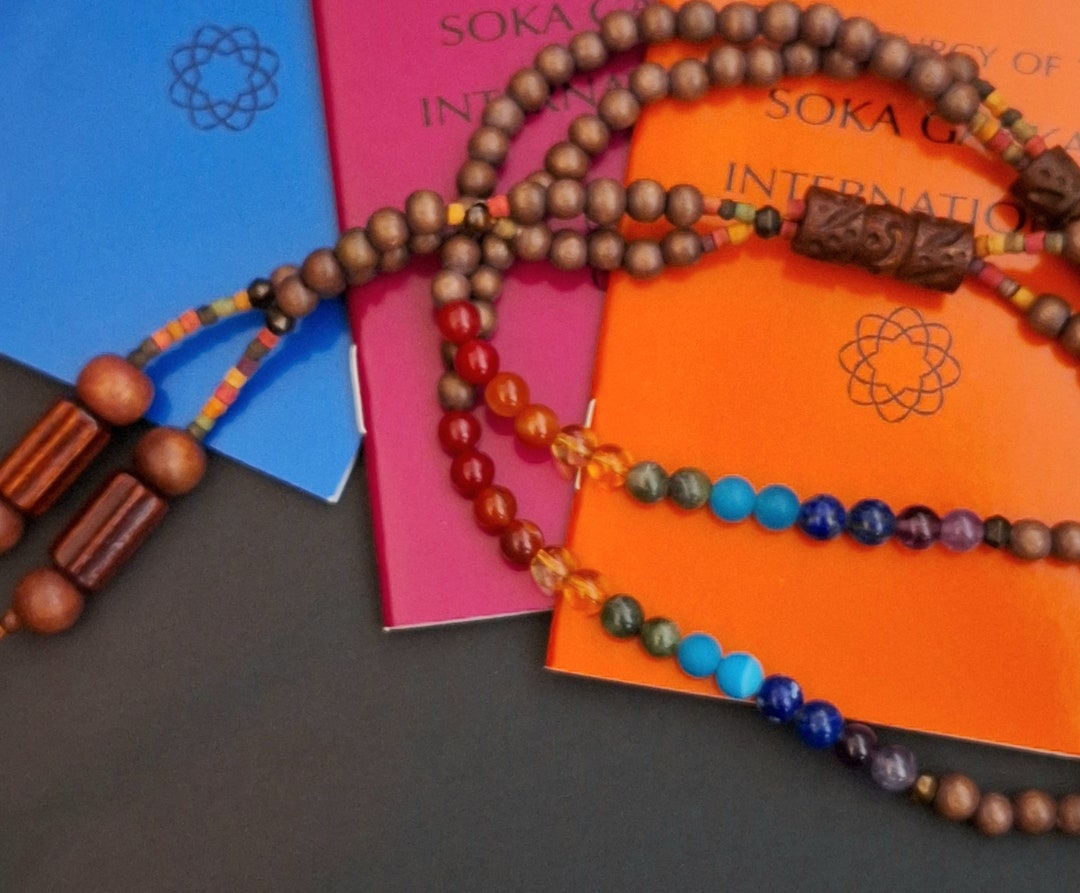Chakra Stones, Carved Wood, Smaller, 5mm, Juzu Prayer Beads, Nichiren ...
