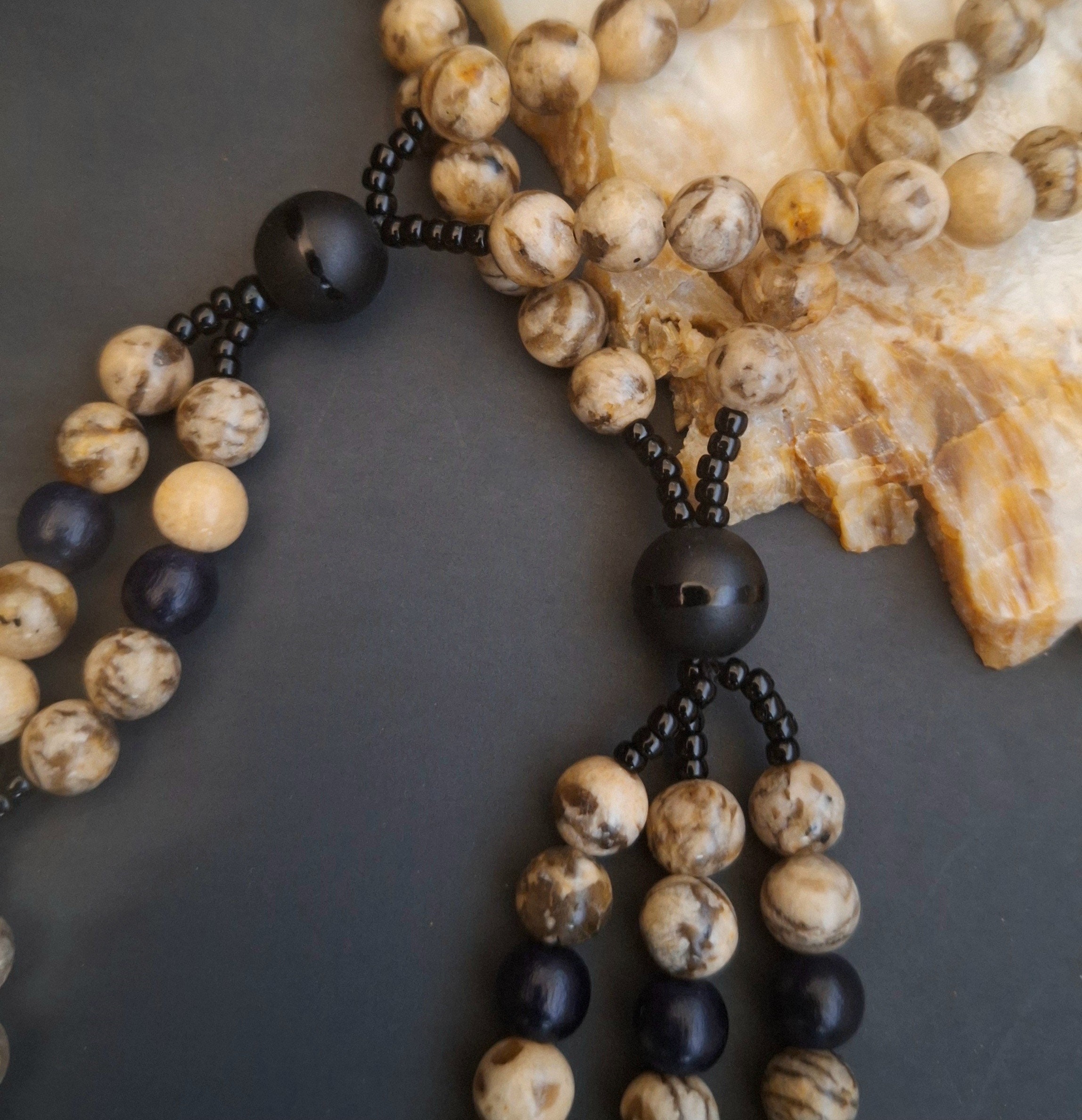 Larger, 8mm, Zebradorite Feldspar Stone, Juzu Prayer Beads, Nichiren ...