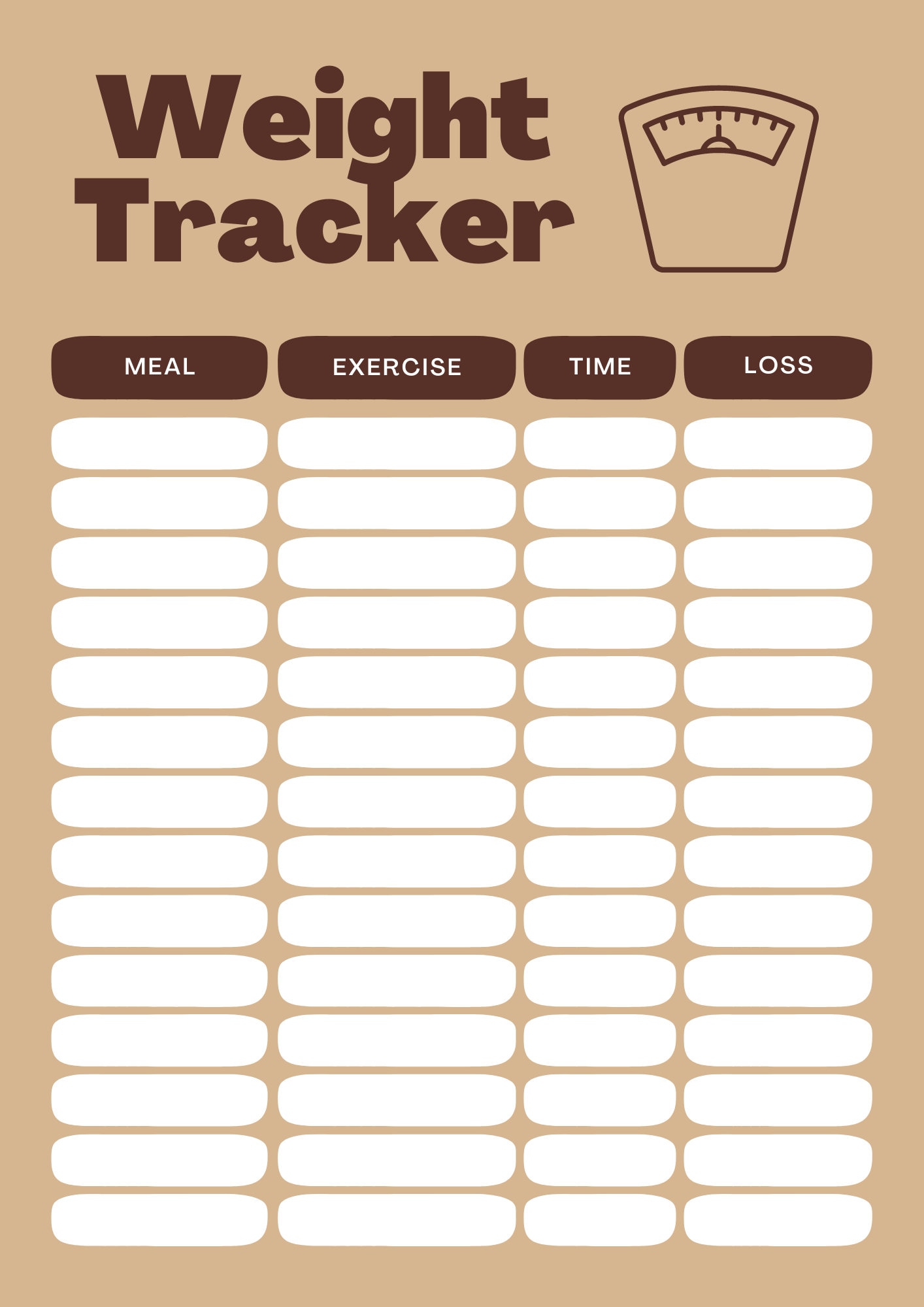 Printable Weight Tracker, Weight Loss Chart, Fitness Planner - Etsy