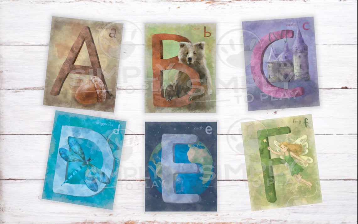 Montessori Alphabet Cards Watercolor Flashcards ABC - Etsy