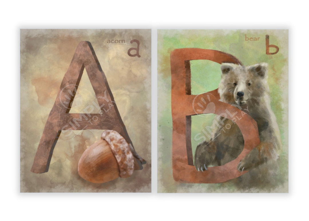 Montessori Alphabet Cards, Watercolor Flashcards, ABC Printable ...