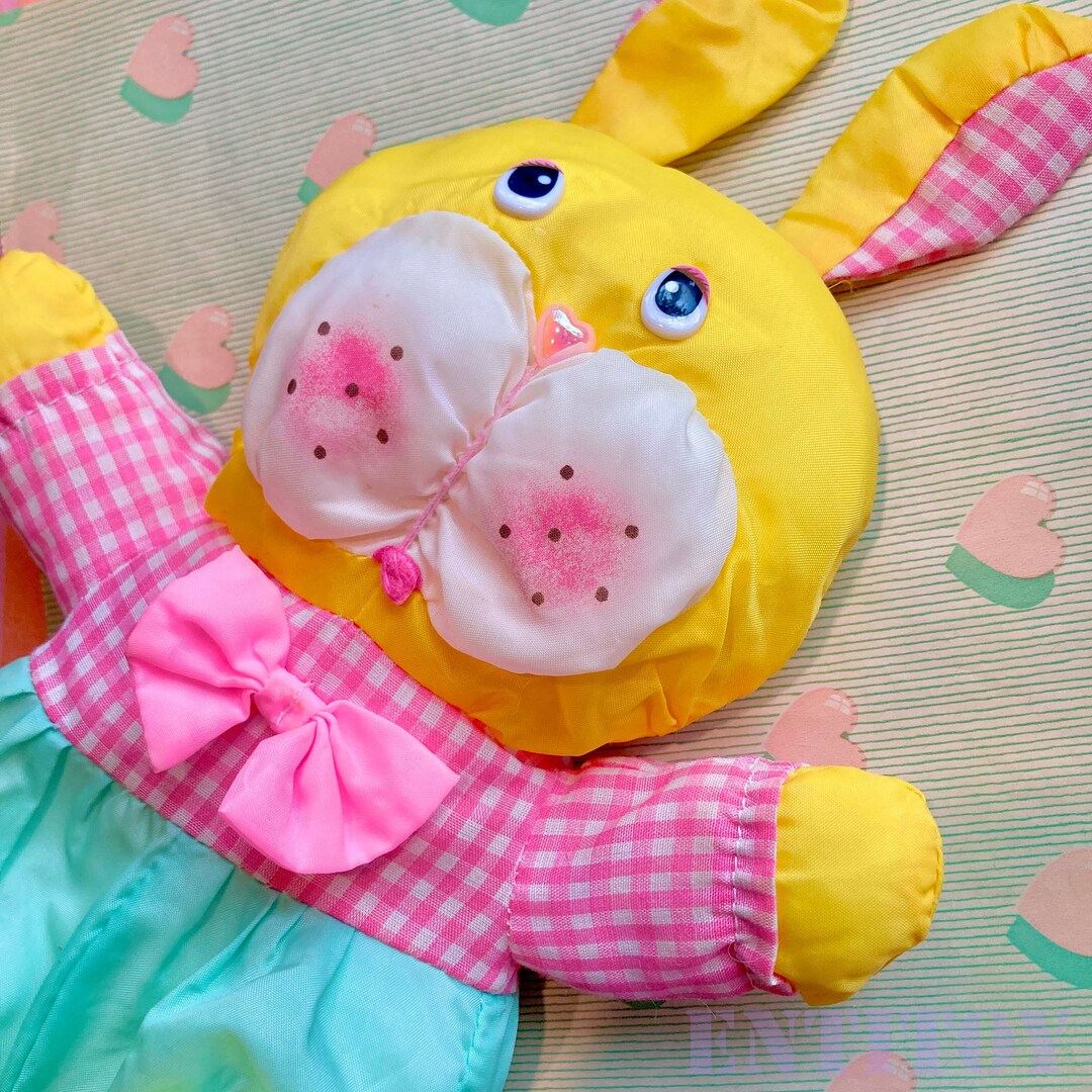 NYLON BUNNY PLUSH // Vintage Puffalumps Clone Fakie Rabbit Pastel ...