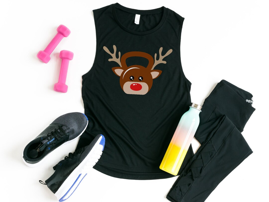 Reindeer Kettlebell Christmas Workout Tank Top - Etsy