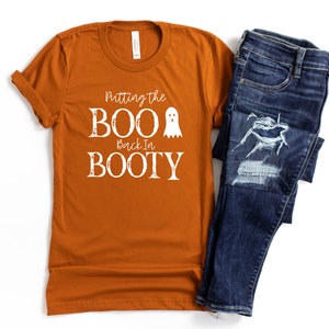 Putting the Boo Back in Booty Funny Women's Halloween Workout T Shirt ...