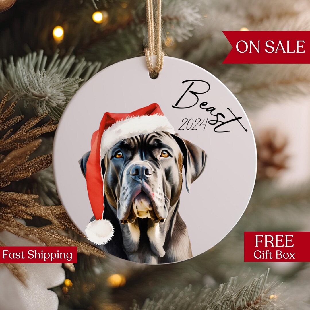 Personalized Cane Corso Christmas Ornament: Custom Dog Name, Gift Box ...