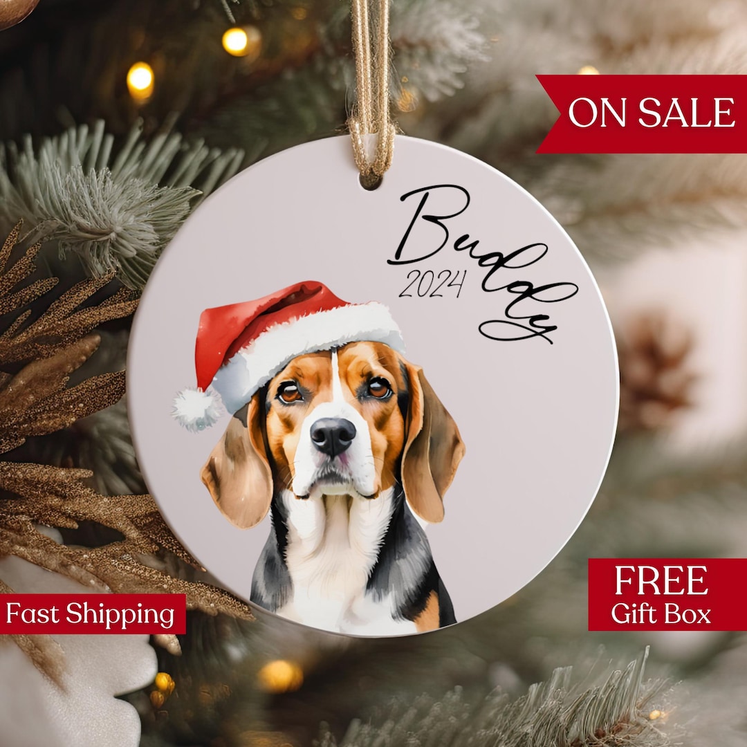 Personalized Beagle Ornament, Custom Beagle Dog Name Ornament, Gift for ...