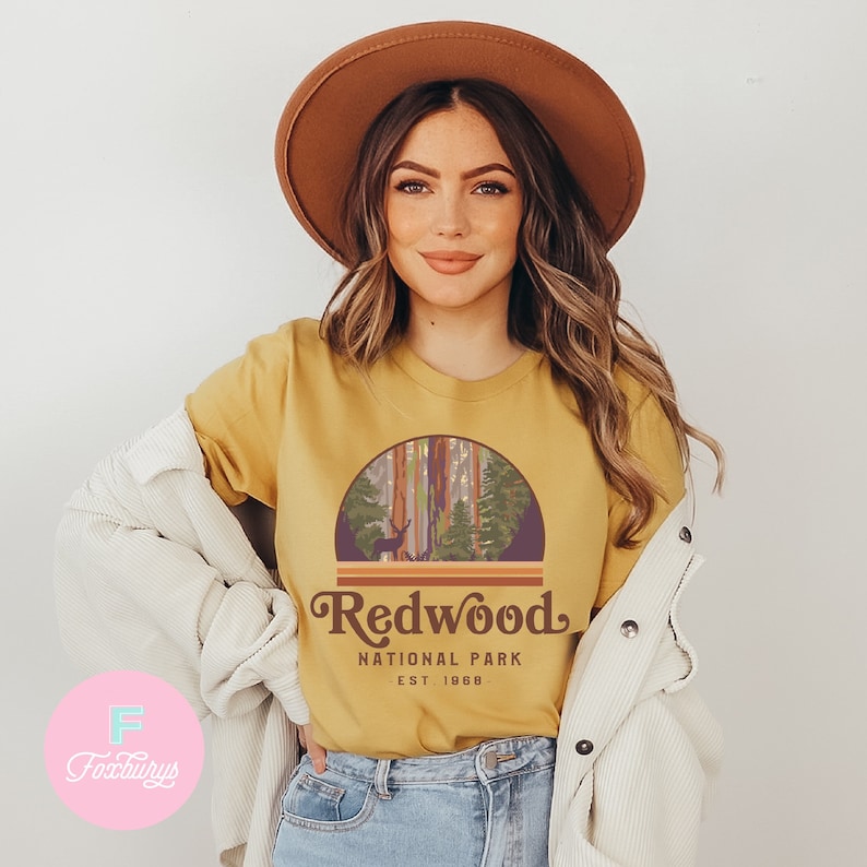 National Park Shirt, Redwoods Shirt, Camper Gift, Retro Shirt, Camp ...