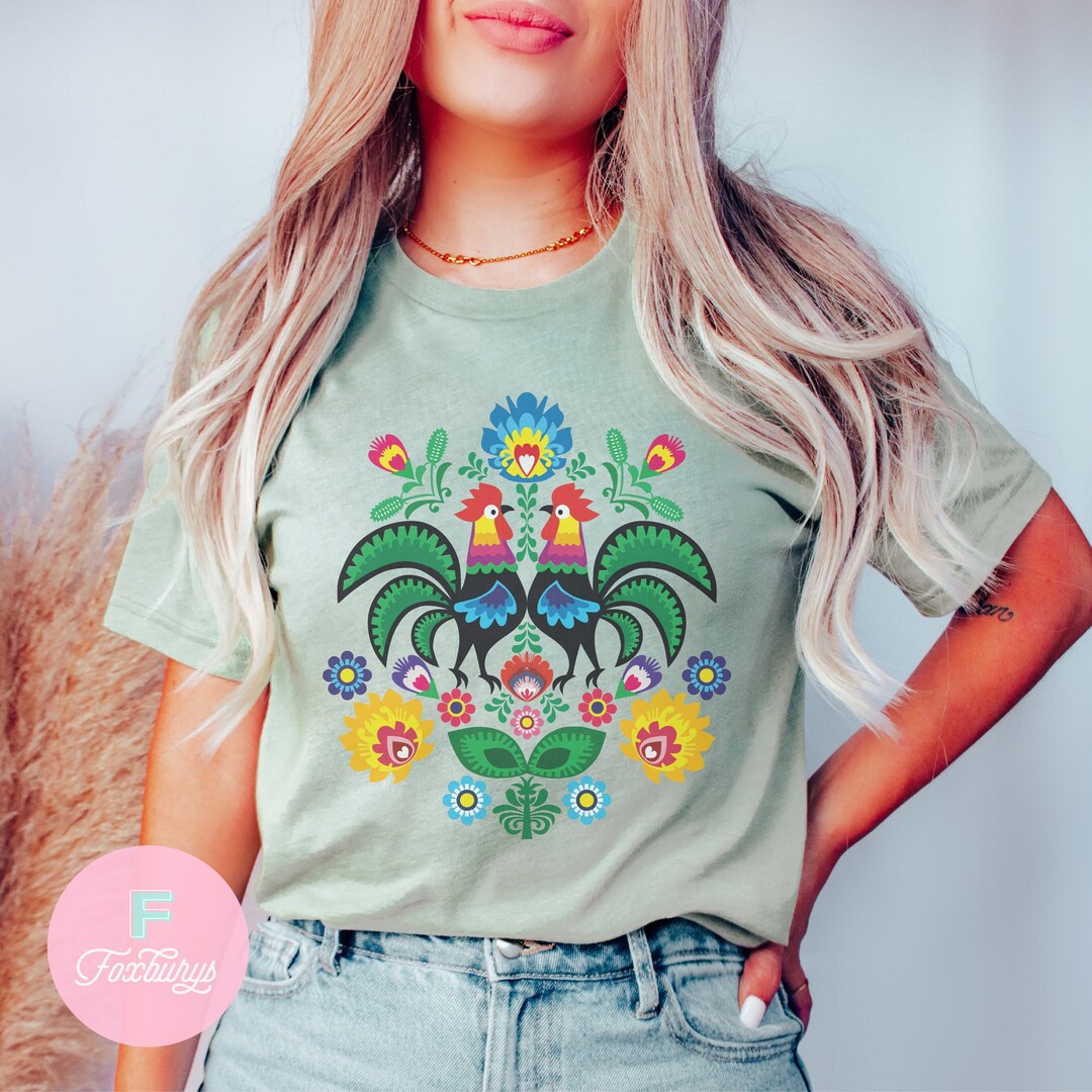 Rooster Folk Art Shirt, Rustic Shirt, Retro Shirt, Minimalist Shirt ...