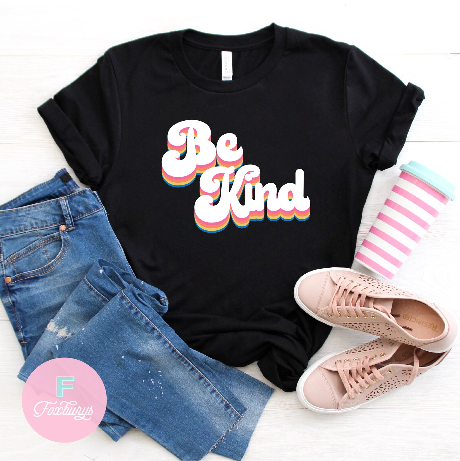 Be Kind Retro Font UNISEX Shirt, Rainbow Shirt, Retro Shirt, Kindness ...