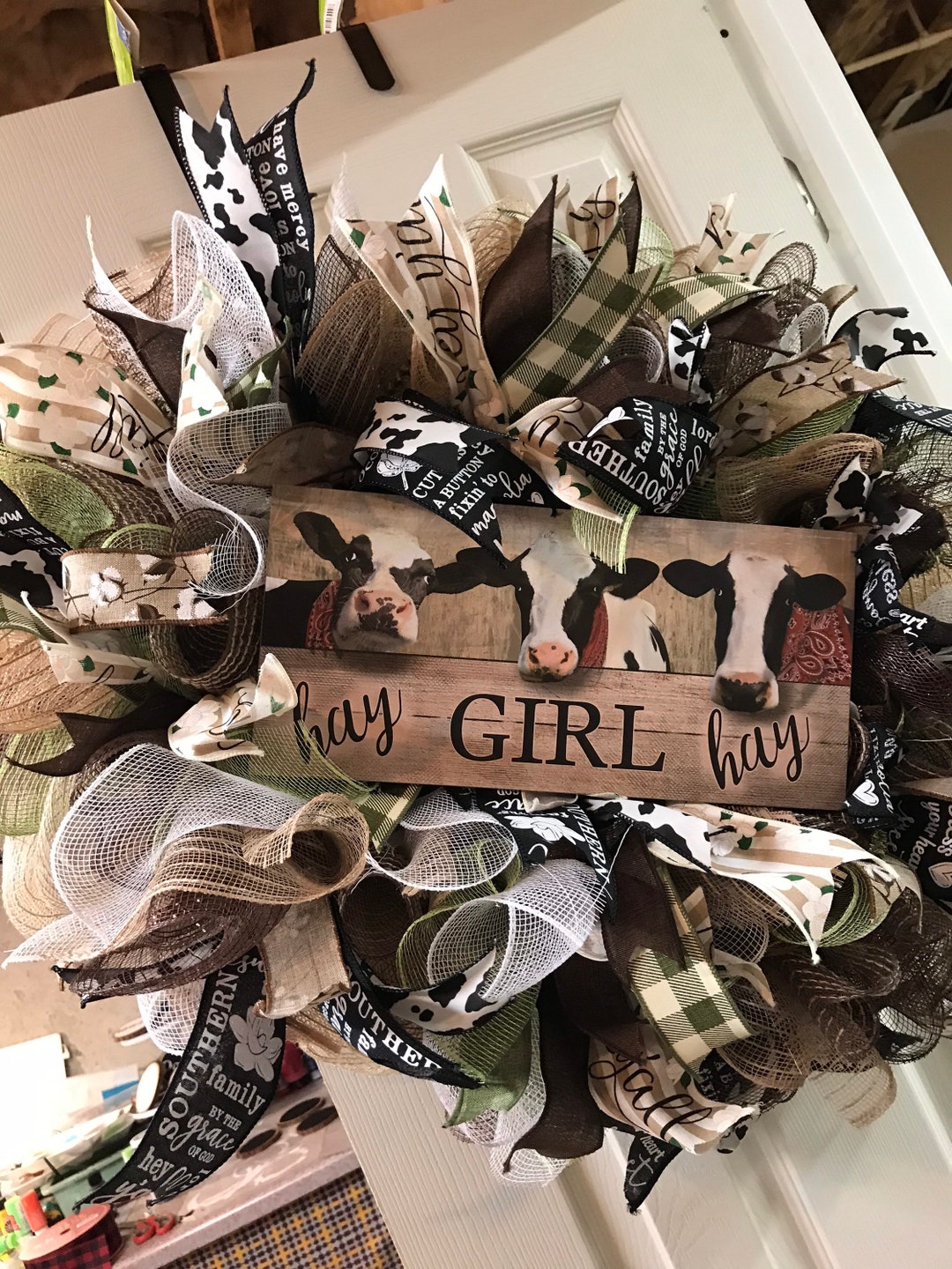 Hey Y’all Hay Wreath - Etsy