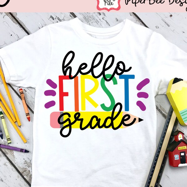 Hello First Grade Svg - Etsy