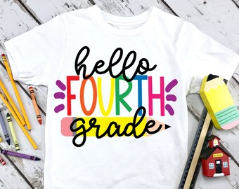 Back to School, Hello 4th Grade SVG, Pencil, Fourth Grade Svg, School ...