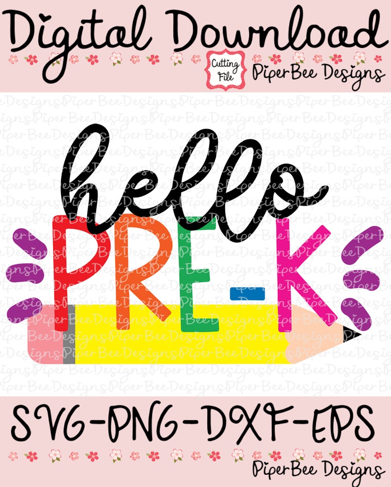 Hello Pre-K SVG Pre-K SVG Back To School Svg Pre-K Svg | Etsy