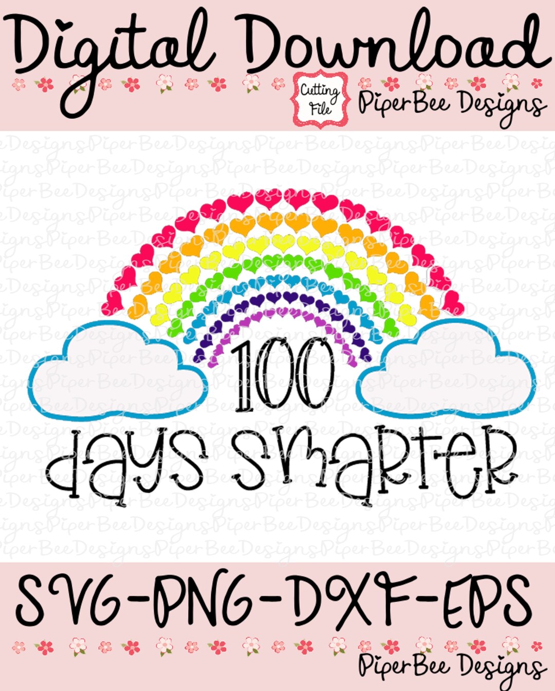 100 Days of School SVG, 100 Days Smarter SVG, 100 Hearts SVG, 100 Days ...