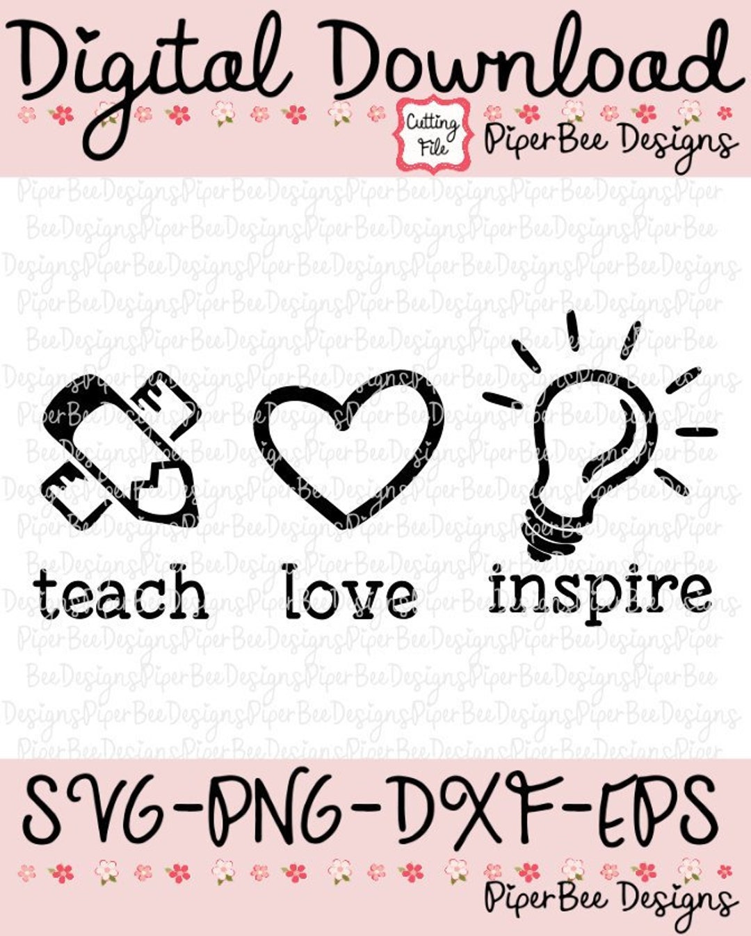Teach Love Inspire SVG, Teacher Appreciation SVG, Teacher SVG, Teacher ...