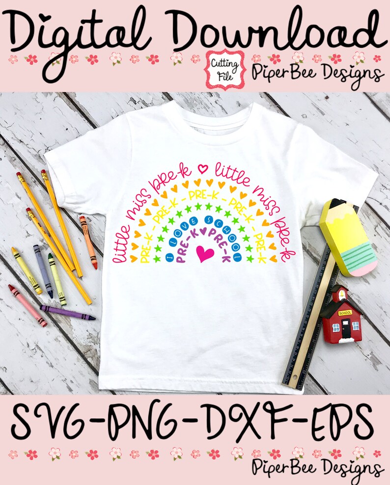 Pre-k SVG Rainbow Pre-k SVG Back to School Svg Little Miss | Etsy