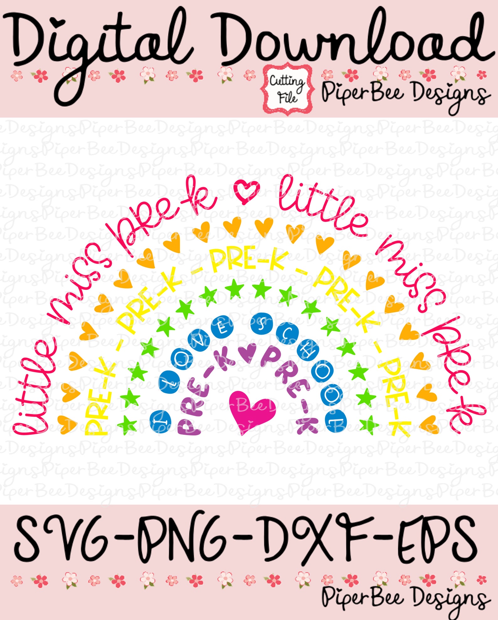 Pre-k SVG Rainbow Pre-k SVG Back to School Svg Little Miss | Etsy