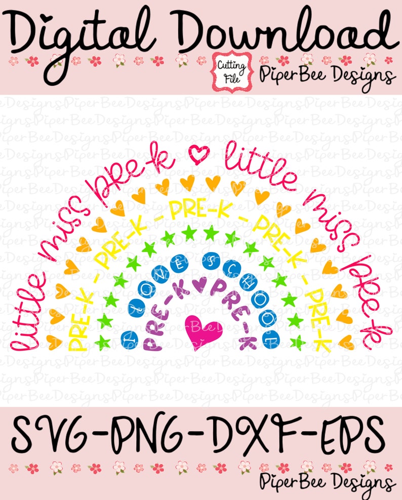 Pre-k SVG Rainbow Pre-k SVG Back to School Svg Little Miss | Etsy