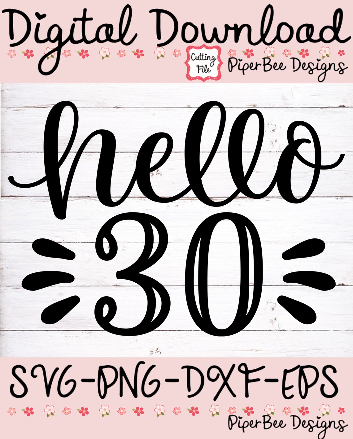 Hello 30 SVG Hello Thirty Svg 30 Svg 30th Birthday Svg | Etsy