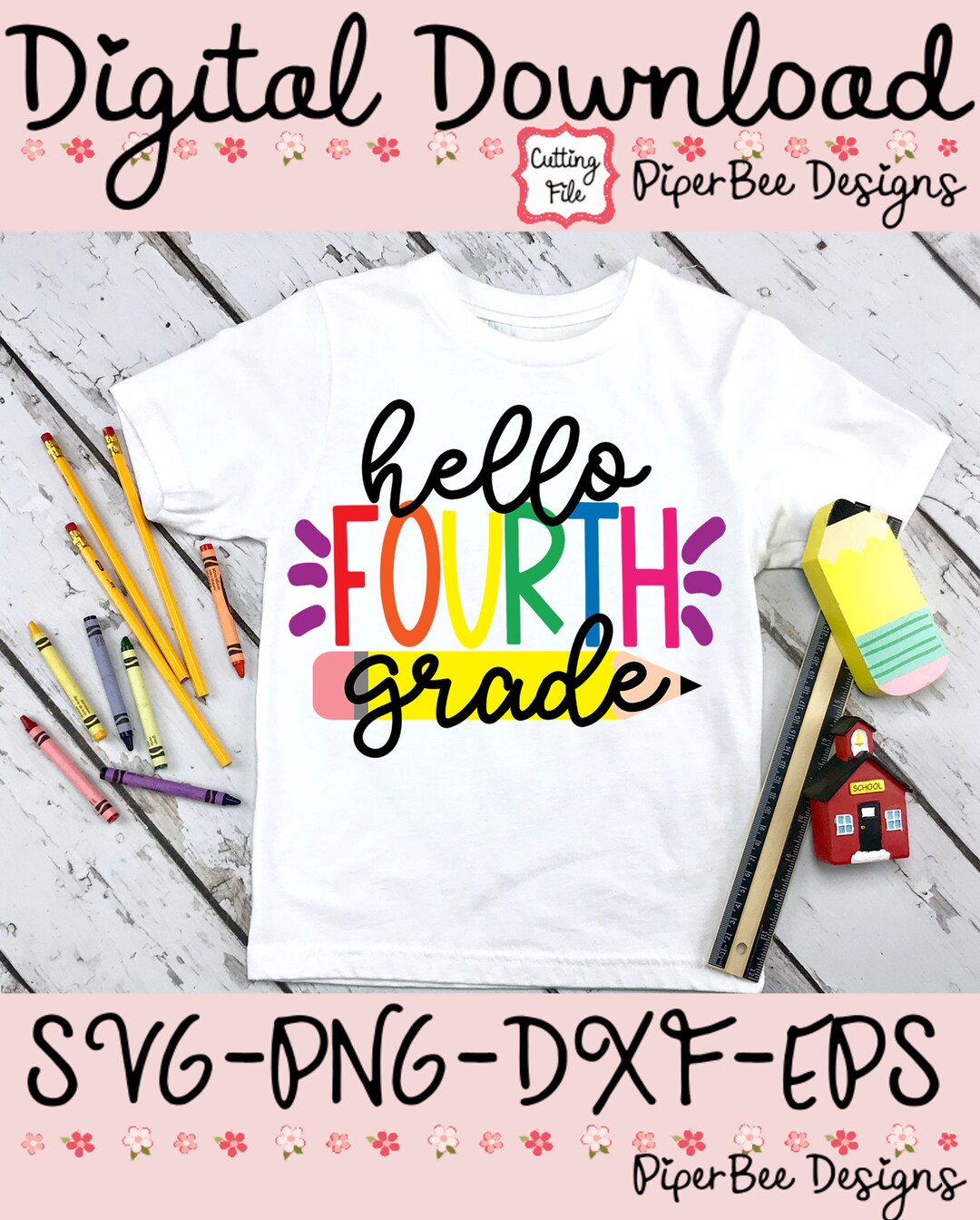 Hello Fourth Grade SVG, 4th Grade SVG, Back to School Svg, 4th Grade ...
