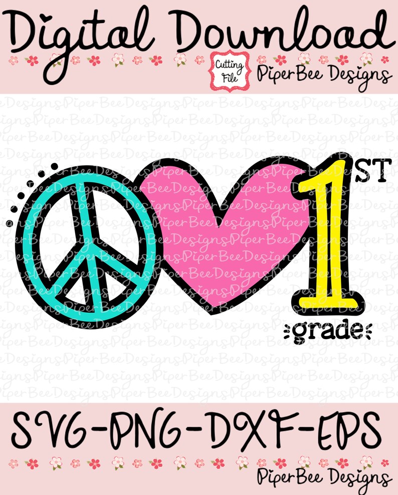 Back to School 1st Grade Svg Peace Love First Grade School | Etsy