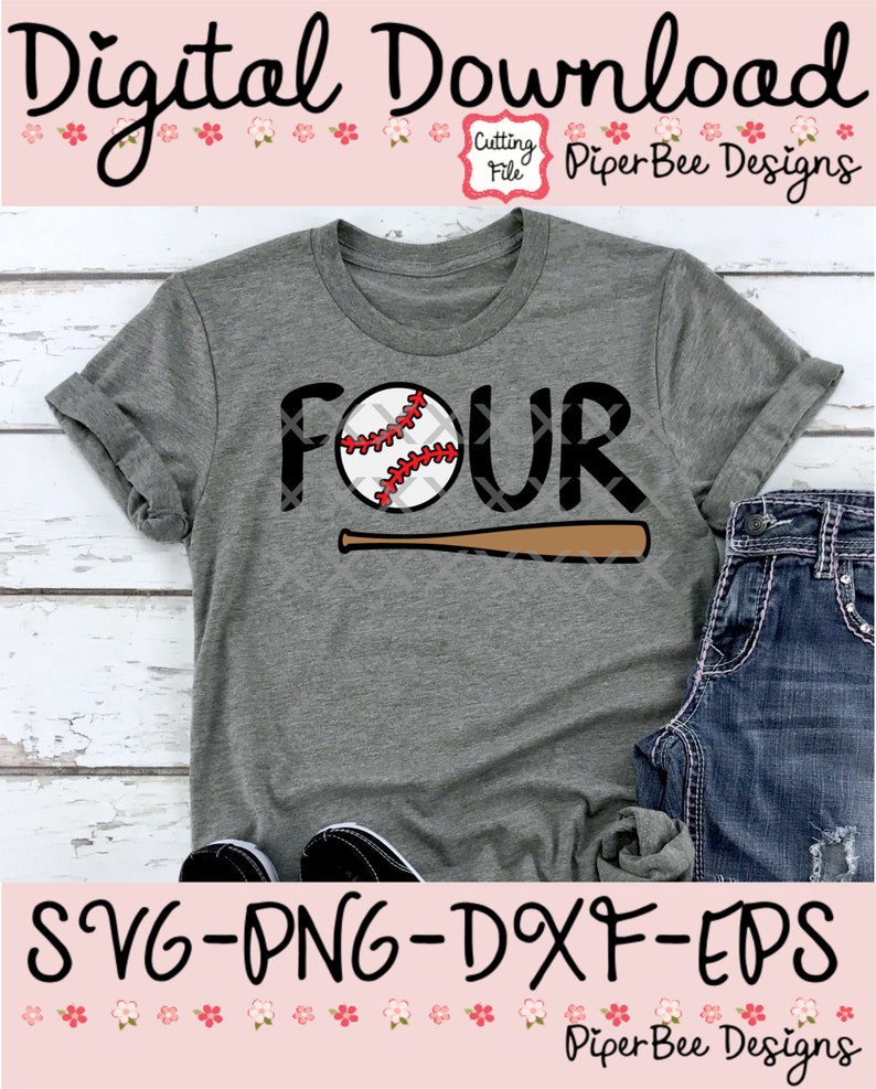 Fourth Birthday Baseball SVG 4th Birthday SVG Baseball | Etsy