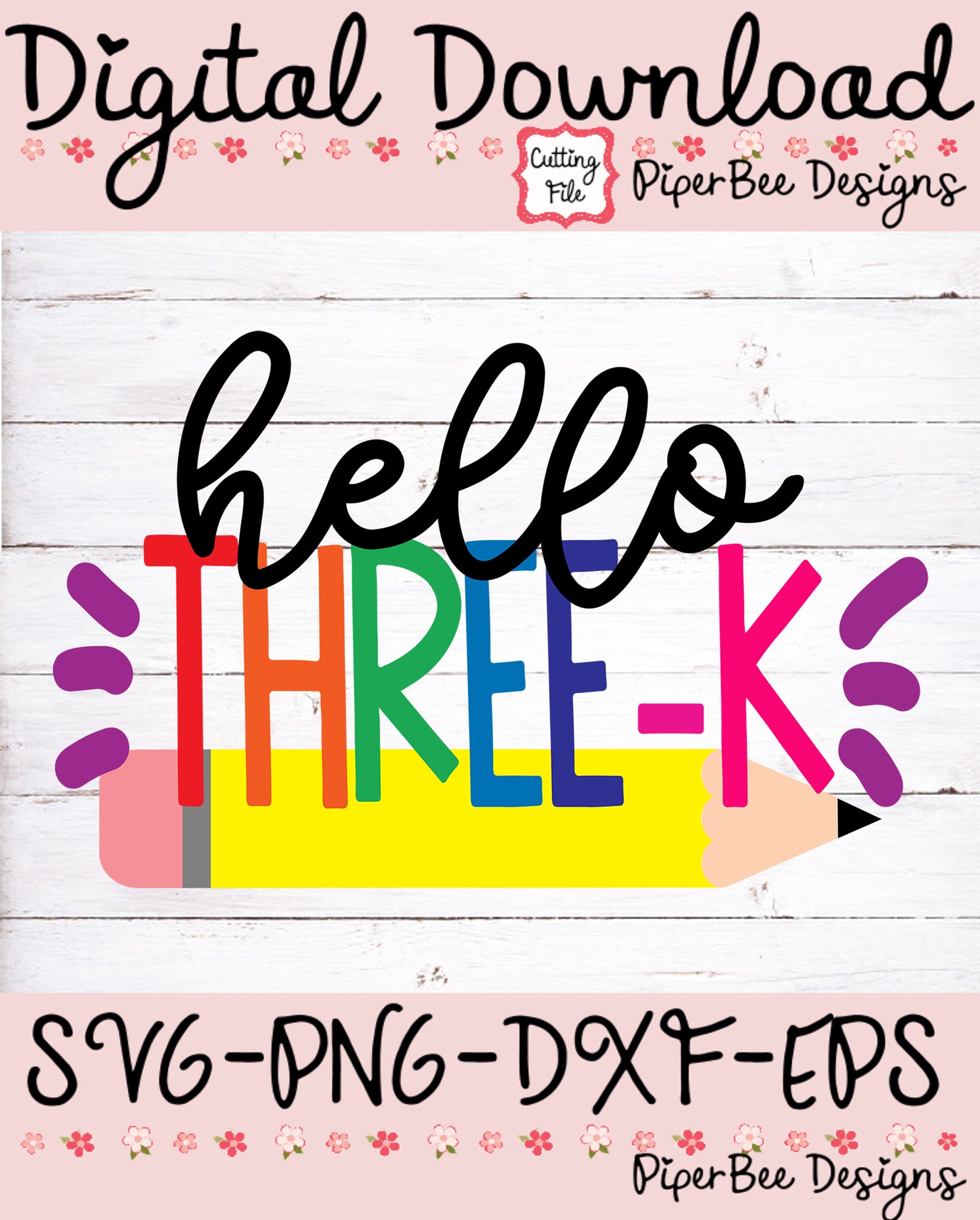 Hello Three-k SVG Three-k SVG Back to School Svg Teacher - Etsy
