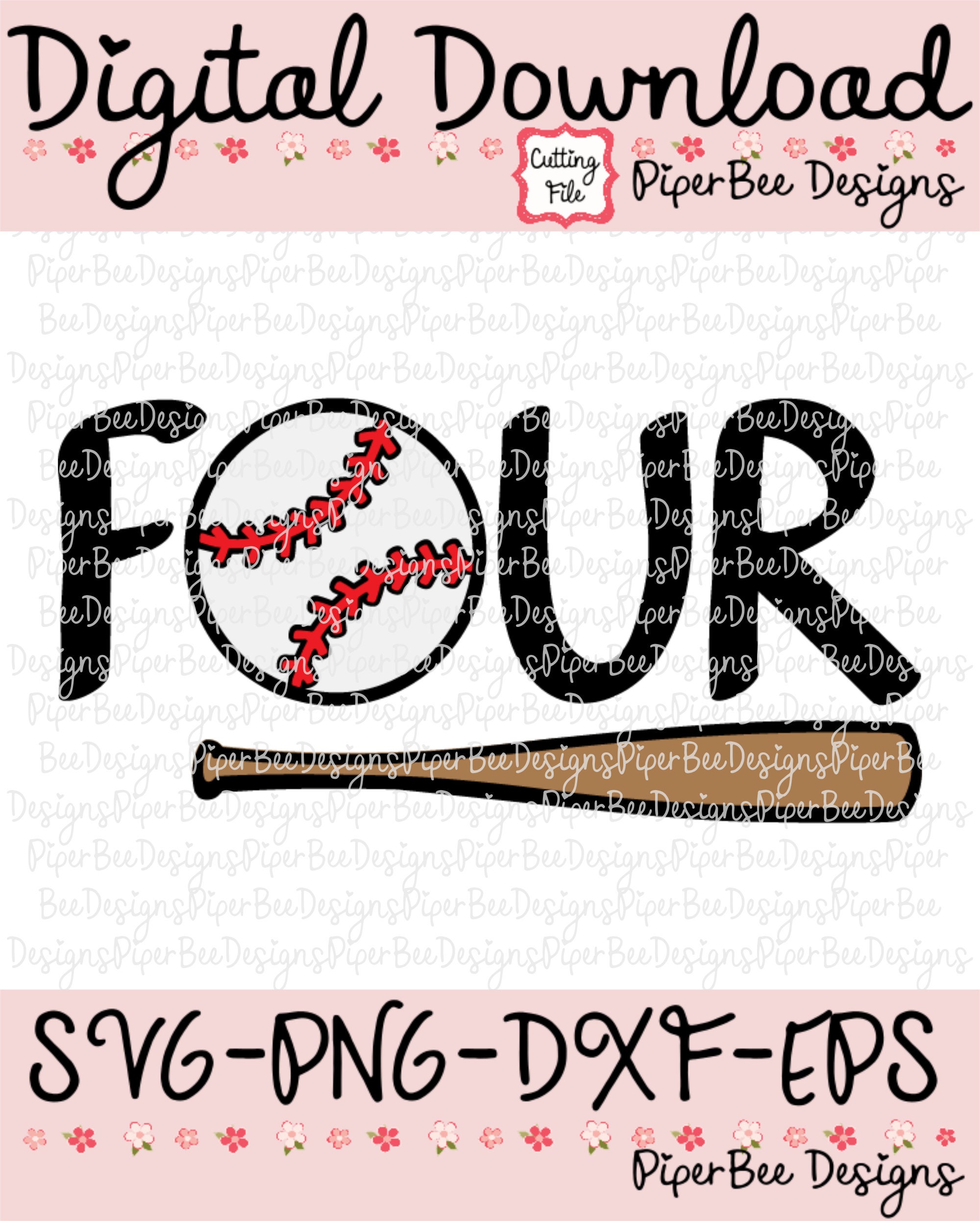 Fourth Birthday Baseball SVG 4th Birthday SVG Baseball | Etsy