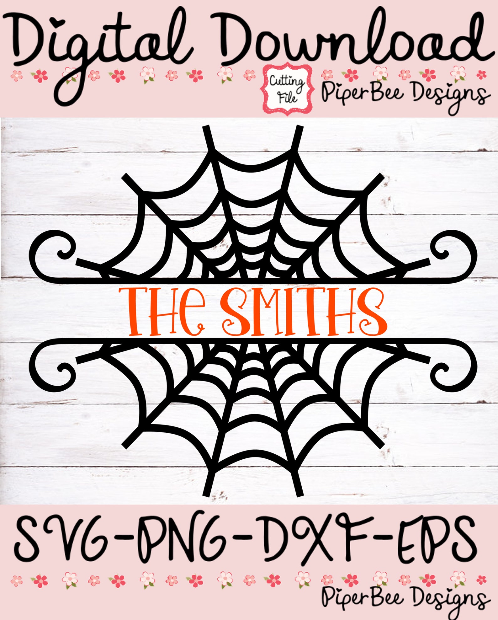 Halloween Spider Web Split Monogram SVG Spider Web SVG - Etsy