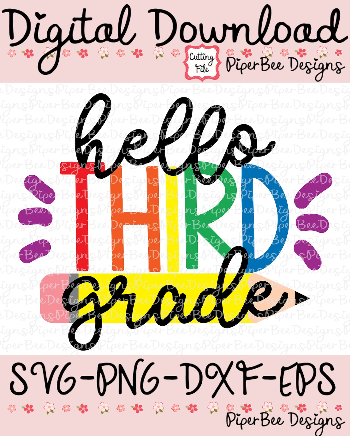 Hello Third Grade SVG 3rd Grade SVG Back to School Svg 3rd - Etsy