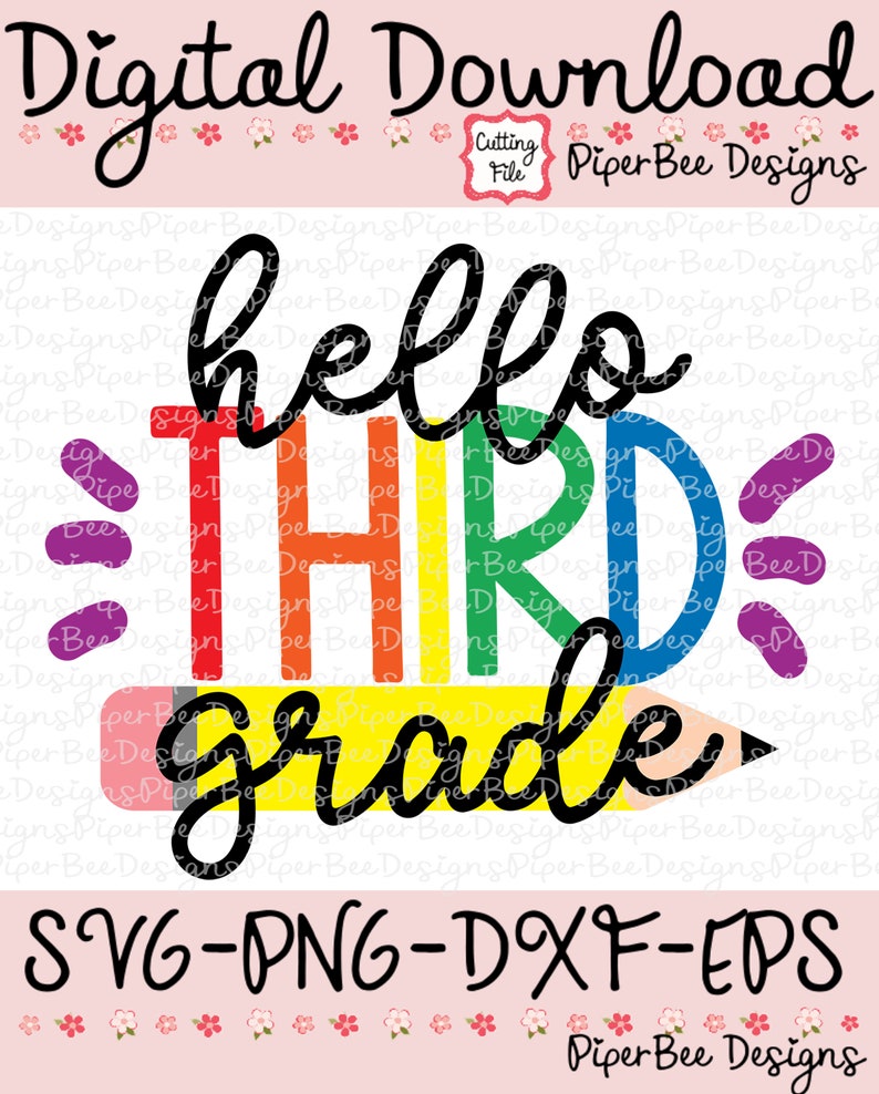 Hello Third Grade SVG 3rd Grade SVG Back to School Svg 3rd | Etsy