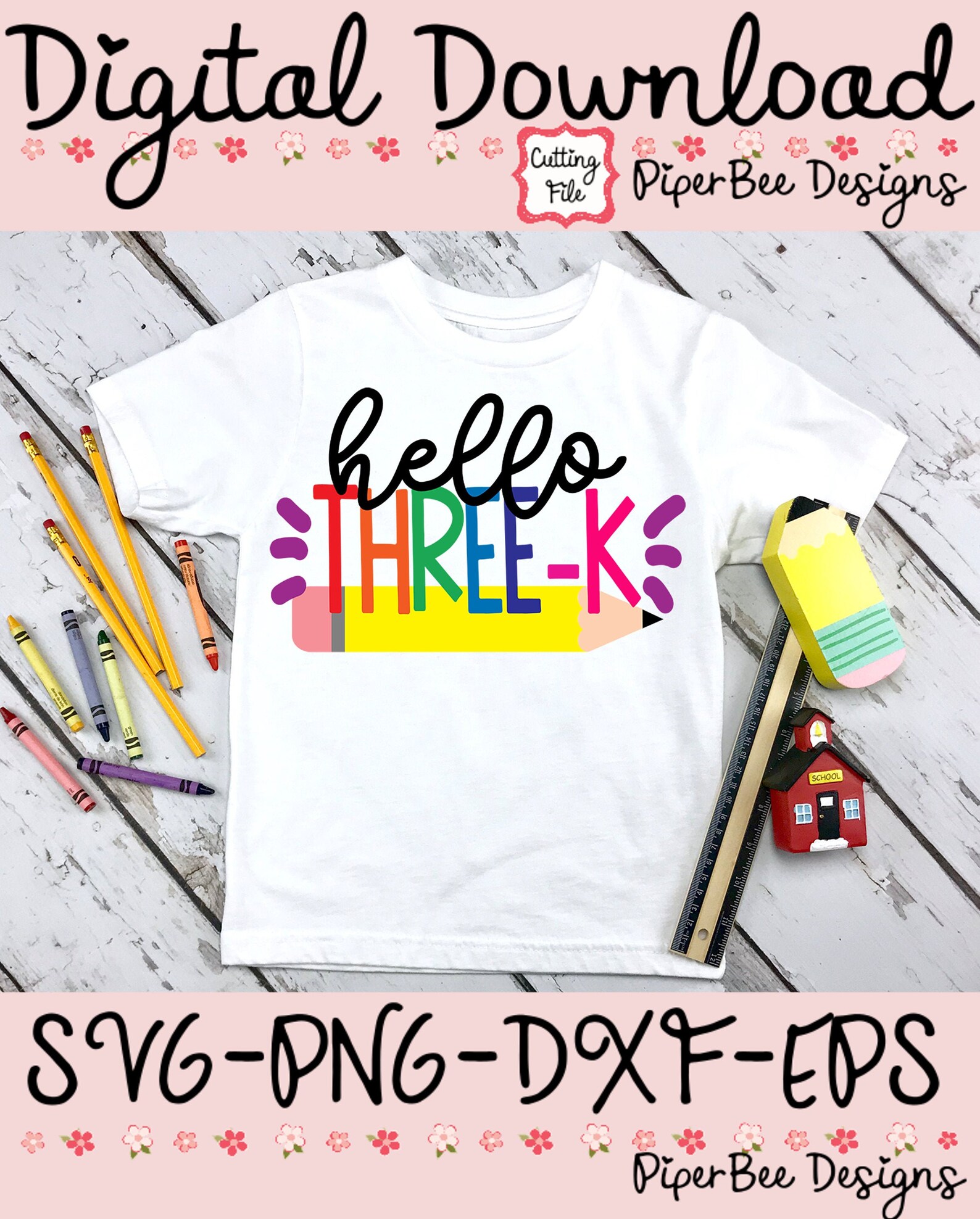 Hello Three-k SVG Three-k SVG Back to School Svg Teacher - Etsy