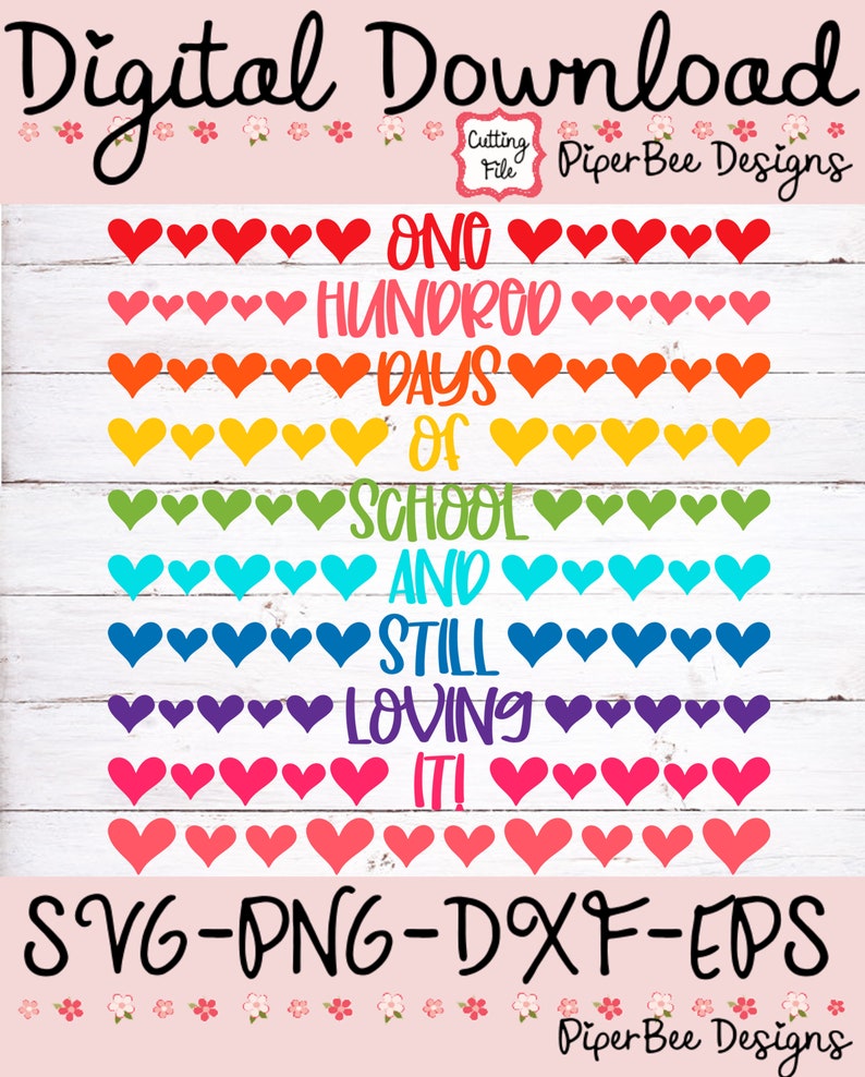 100 Days of School SVG 100 Hearts SVG 100 Days of School and - Etsy