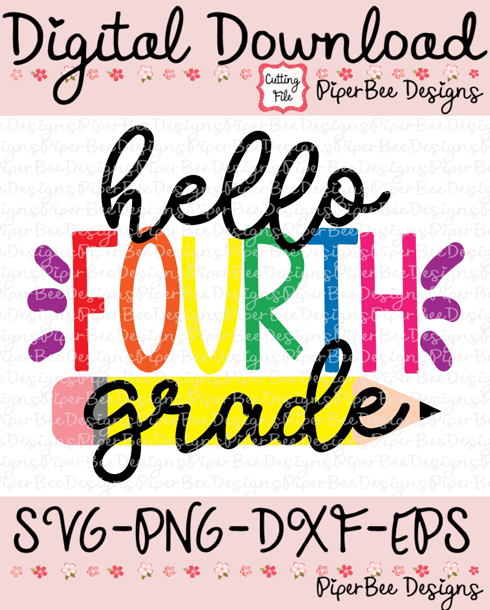 Hello Fourth Grade SVG 4th Grade SVG Back to School Svg 4th - Etsy