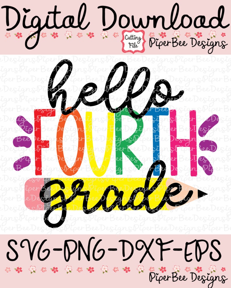 Hello Fourth Grade SVG 4th Grade SVG Back to School Svg 4th - Etsy